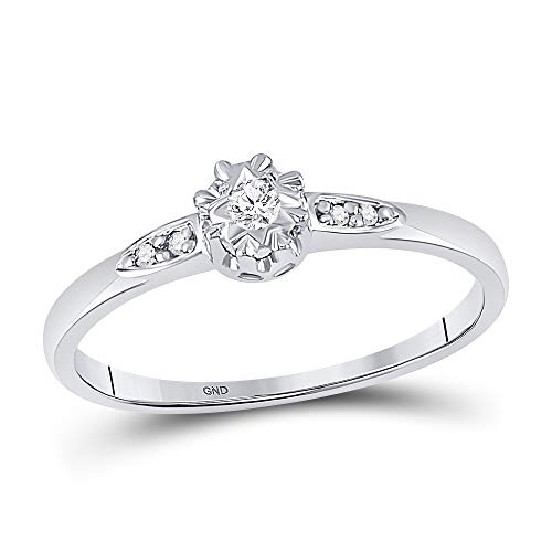 10kt White Gold Round Diamond Solitaire Bridal Wedding Engagement Ring 1/20 Cttw