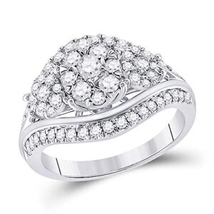 10kt white gold round diamond cluster bridal wedding engagement ring 1 cttw