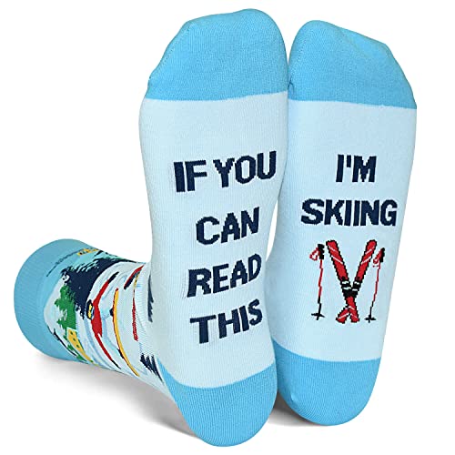 Funny Ski Socks for Women Men, Novelty Skiing Gifts Christmas Gifts Birthday Gifts for Skiers Medium