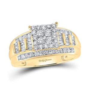 10kt yellow gold round diamond square bridal wedding engagement ring 1 cttw