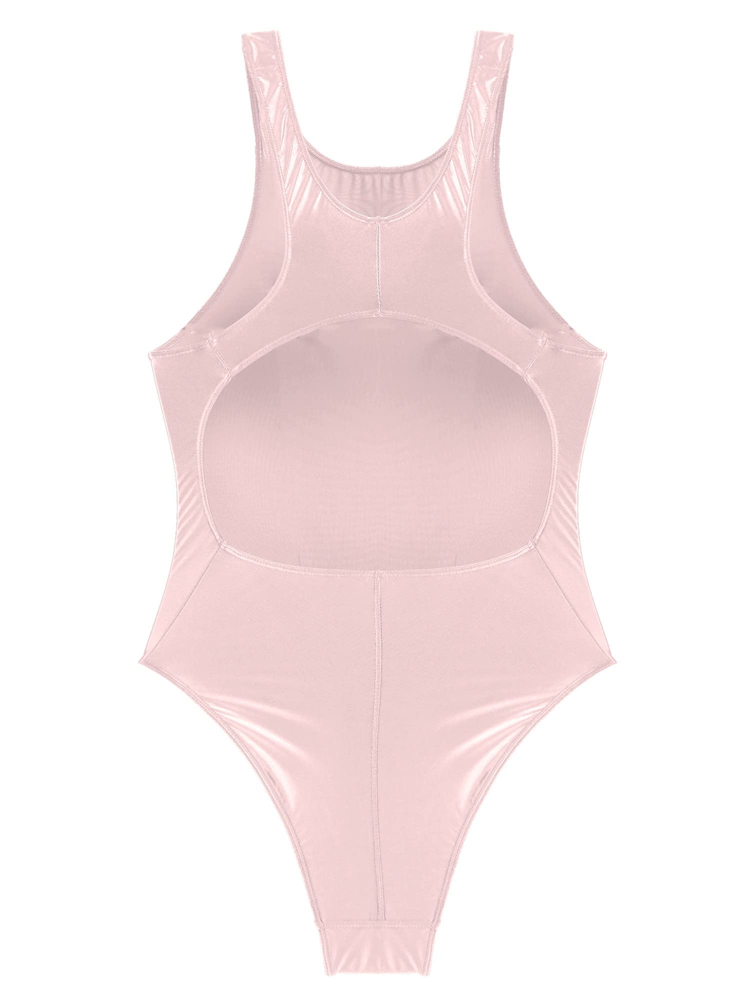 Linjinx Shiny Glossy Sleeveless Gymnastics Leotards for Women Adults Girls Ballet Dancwear Bodysuit Pink X-Large