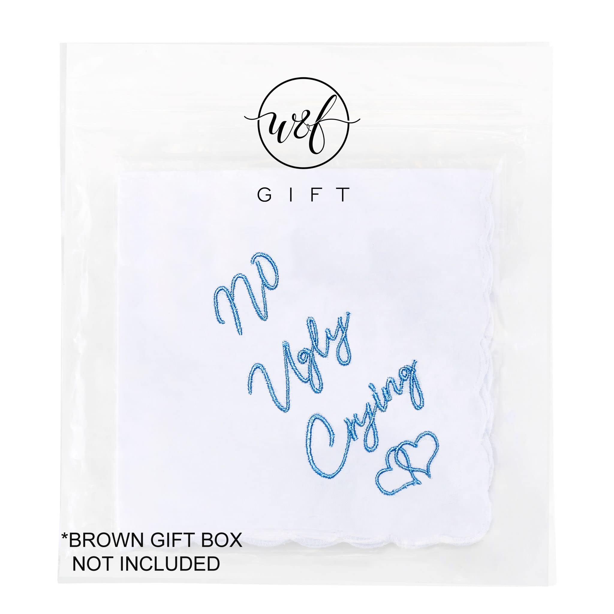 W&F GIFT Bridesmaid Gift For Wedding Handkerchief | No Ugly Crying Embroidered Handkerchief | Wedding Day Bride Gift – 6 Pack