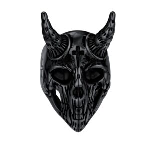 cool goth black rings for women size 7 stainless steel aesthetic lucifer satanic goat head ring