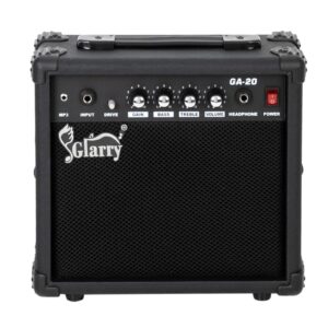 glarry electric guitar amp, portable guitar tube amp with headphone mp3 input, 20w practice guitar combo amplifier speaker accessories with bass, volume, treble, and middle controls