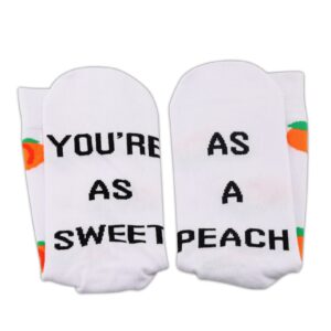 ZJXHPO Peach Crew Sock You’re As Sweet As A Peach Novelty Sock Peach Lover Gift Summer Fruit Sock Peach Gift (Peach sock)