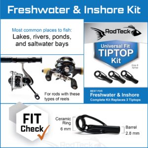 RodTeck Universal Fit Tiptop Kit | Freshwater and Inshore | Fishing Rod Tip Repair Kit