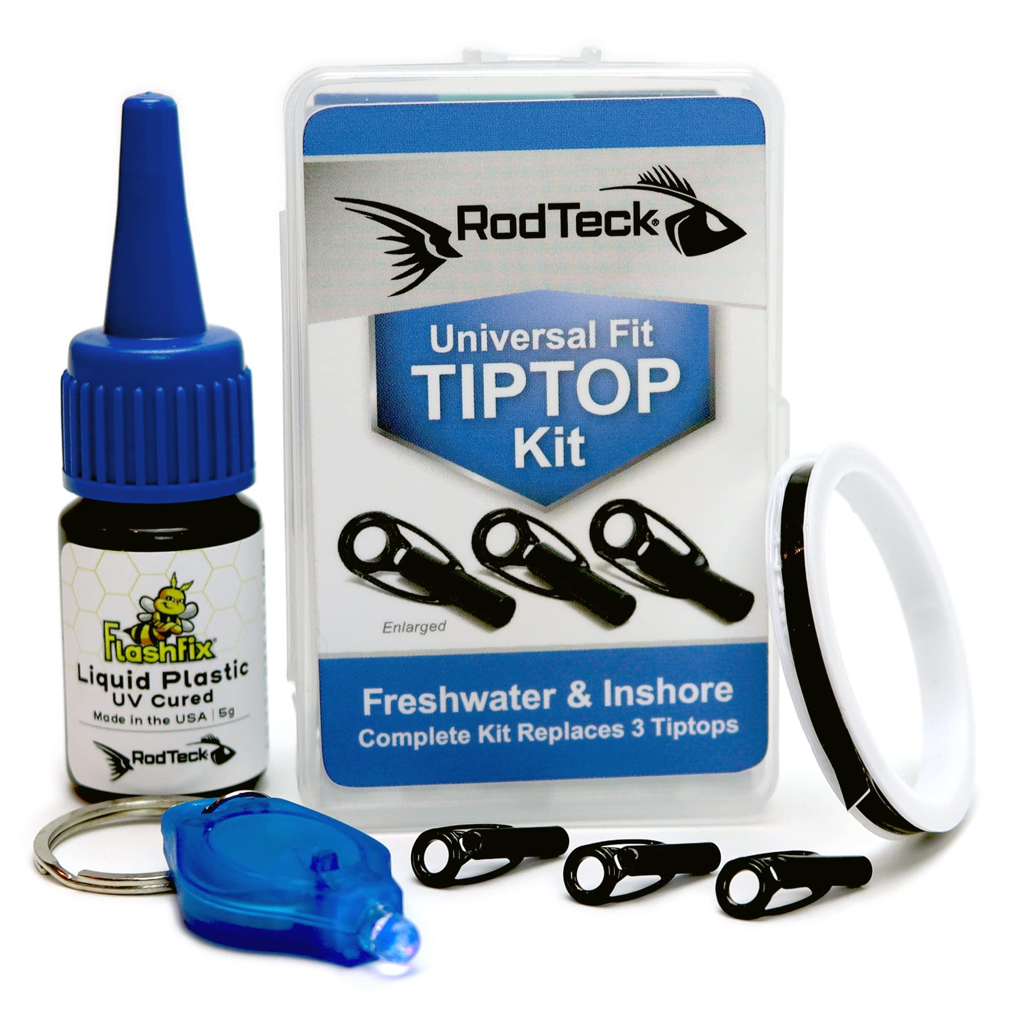 RodTeck Universal Fit Tiptop Kit | Freshwater and Inshore | Fishing Rod Tip Repair Kit