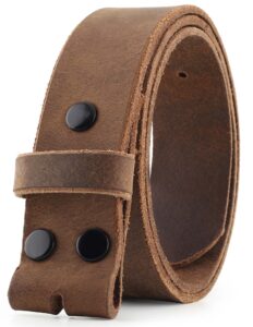 f&l classic men's belt genuine full grain buffalo leather vintage distressed,snap on strap belts for men, 1 1/2" wide, made in usa,buffalo hunter,1288, size 34