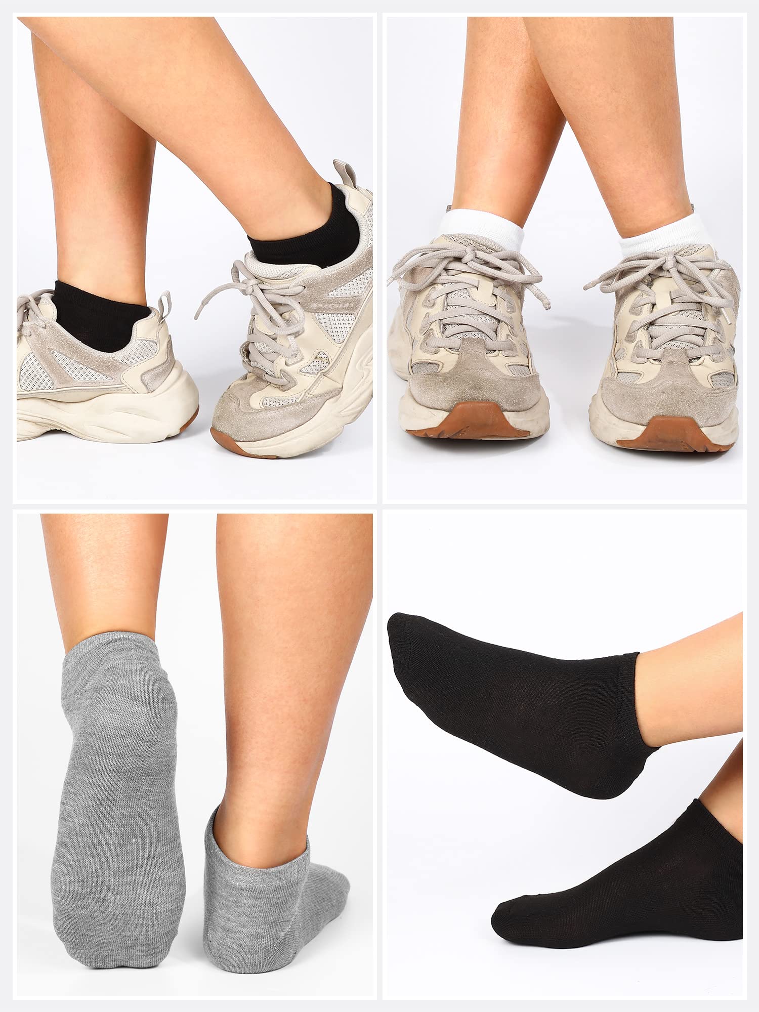 150 Pairs Low Cut Ankle Socks Pack Comfortable Wicking Lightweight Ankle Sock Casual No Show Short Socks for Men Women (White, Black and Gray)