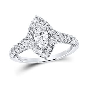 14kt white gold marquise diamond halo bridal wedding engagement ring 1-1/4 cttw