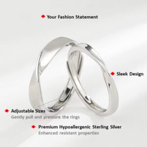 Cathay Select [New] Promise Rings, Sterling Silver Couple Rings, Adjustable, Infinity, I Love You Wedding Rings