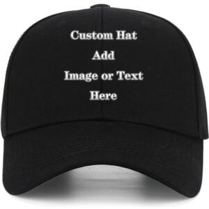 Custom Baseball Cap with Your Text/Image, Personalized Adjustable Trucker Hats,Unisex Sun Plain Cap Mom Gifts, Best Dad Hats Black