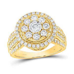 14kt yellow gold round diamond halo bridal wedding engagement ring 1-1/2 cttw