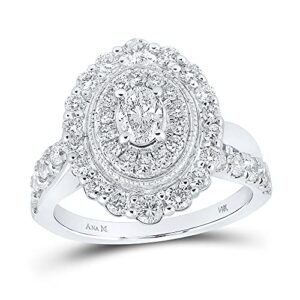 14kt white gold oval diamond halo bridal wedding engagement ring 1-1/2 cttw