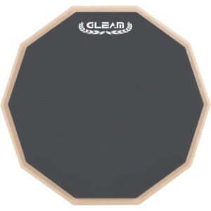 gleam drum practice pad - 8 inch silicone surface high density compressed wood foam backside (double-sided)