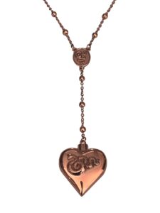 rose gold saint lana rey ldr style stash necklace/rosary chain/hollow pendent/heart shaped with snakes and spoon