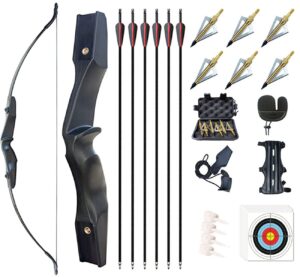 monsour archery 53" takedown recurve bow and arrows set for adults right hand longbow kit straight bow for beginner shooting practice 30 40lb (40lb)