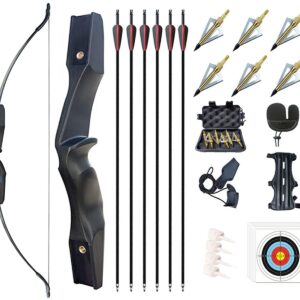 Monsour Archery 53" Takedown Recurve Bow and Arrows Set for Adults Right Hand Longbow Kit Straight Bow for Beginner Shooting Practice 30 40lb (40lb)