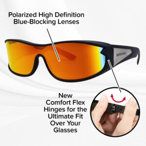 BattleVision Wrap Arounds HD Polarized Sunglasses, AS-SEEN-ON-TV, Fits Over Your Prescription Eyeglasses and Reading, See Clearer, Anti-Glare, Protects Your Eyes by Blocking Blue & UV Rays, Unisex