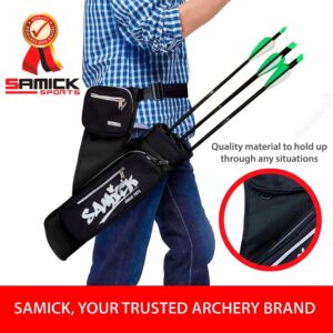 SAMICK SPORTS Archery Arrow Quiver - Adjustable Waist Hanged Quiver with 3 Removable Tubes & Pockets for Archery Arrows Case & Equipment - Ideal for Hunting & Target Practice - Right Handed Only