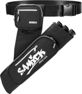 samick sports archery arrow quiver - adjustable waist hanged quiver with 3 removable tubes & pockets for archery arrows case & equipment - ideal for hunting & target practice - right handed only