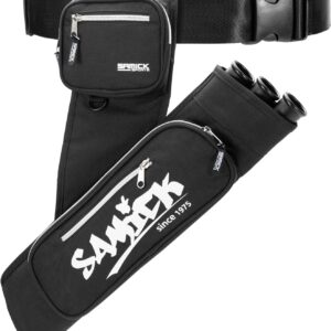 SAMICK SPORTS Archery Arrow Quiver - Adjustable Waist Hanged Quiver with 3 Removable Tubes & Pockets for Archery Arrows Case & Equipment - Ideal for Hunting & Target Practice - Right Handed Only