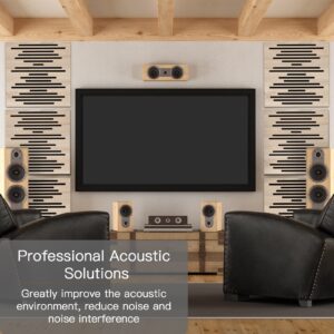 Olanglab Acoustic Wood Wall Panels, 2 Pack 19.6"x19.6" Sound Absorbing Panels Polyester Fiber, Oak Plywood Sound Panels, Self Adhesive 3D Wood Soundproof Wall Panel for Studio (Line1)