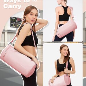 Small Gym Bag for Women,Waterproof Workout Bag Mini Duffle Bag Womens Spotrs Gym Bags Small Travel Duffel Bag with Wet Pocket Carry on Weekender Bags for Dance Swimming,Gym,Yoga,Fitness Pink