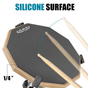 GLEAM Drum Practice Pad - 8 inch Silicone Surface High Density Compressed Wood Foam Backside (Double-sided)