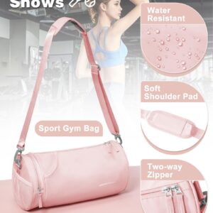 Small Gym Bag for Women,Waterproof Workout Bag Mini Duffle Bag Womens Spotrs Gym Bags Small Travel Duffel Bag with Wet Pocket Carry on Weekender Bags for Dance Swimming,Gym,Yoga,Fitness Pink