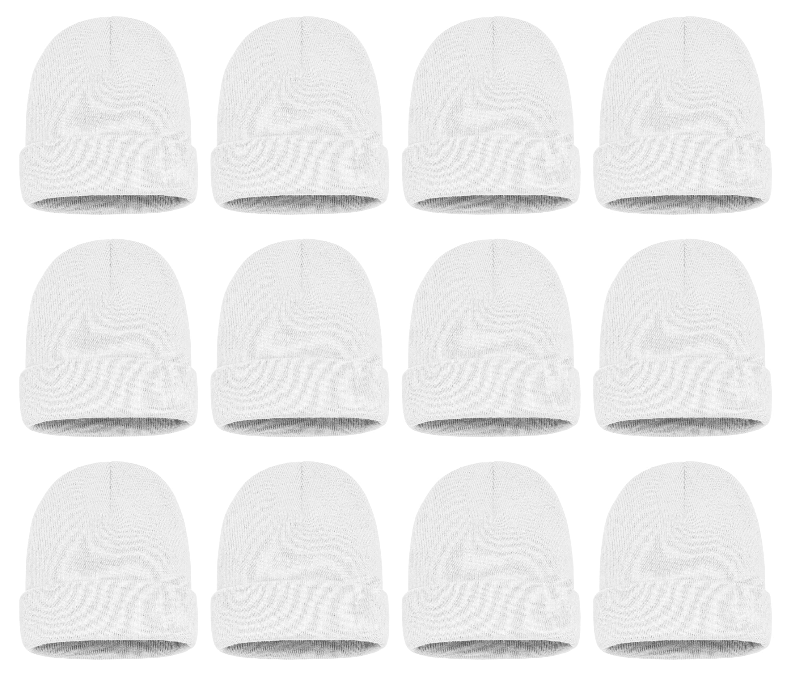 12 Pack Winter Beanie Hats for Men Women, Warm Cozy Knitted Cuffed Skull Cap, Wholesale