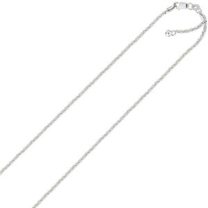 Savlano 925 Sterling Silver Solid 1.5MM Sparkle Crisscross Roc Adjustable Bolo 14-24 Inch Chain Necklace For Women - Made in Italy Comes With a Gift Box (White)