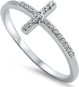 marsrut fashion women white sapphire 925 sterling silver cross ring wedding jewelry new (10)