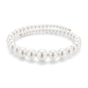 muyan round imitation pearl necklace for women pearl open choker necklace jewelry, white