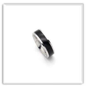 Xusamss Fashion Stainless Steel Epoxy Band Ring(Black White(12))