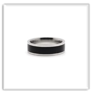 Xusamss Fashion Stainless Steel Epoxy Band Ring(Black White(12))