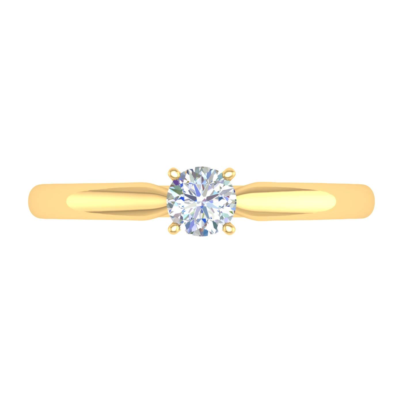 FINEROCK 1/4 Carat 4-Prong Set Solitaire Diamond Engagement Ring Band in 10K Yellow Gold (Ring Size 10.25)