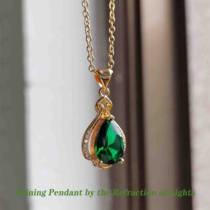 CXUEMH Emerald Necklace Y-shaped Necklace Gold Plated Copper Pear-Shaped Teardrop Necklace Heart Necklace Diamond Pendant Necklace with Rhinestone Inlaid Jewelry for Mom (Green C)