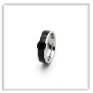 Xusamss Fashion Stainless Steel Epoxy Band Ring(Black White(12))