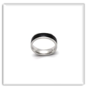 Xusamss Fashion Stainless Steel Epoxy Band Ring(Black White(12))