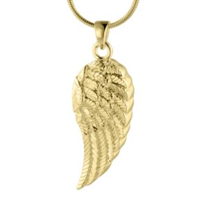 perfect memorials custom engraved wing of an angel 14k gold vermeil cremation jewelry (1 cu/in) - beautiful keepsake necklace/memorial urn pendant for 1 cu/in of adult human ashes, lock of hair