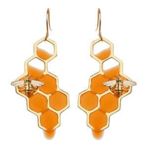 zkbkjspzjb bumble bee earrings-honeycomb earrings for women -honey jar earrings asymmetrical earrings bee costume women…