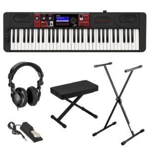 casiotone ct-s1000v 61-key piano style portable keyboard bundle with stand, bench, studio monitor headphones, sustain pedal