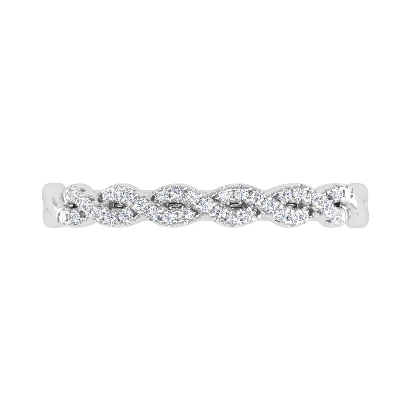 1/10 Carat Twisted Diamond Wedding Band Ring in 14k White Gold (Ring Size 10.25) (I1-I2 Clarity)