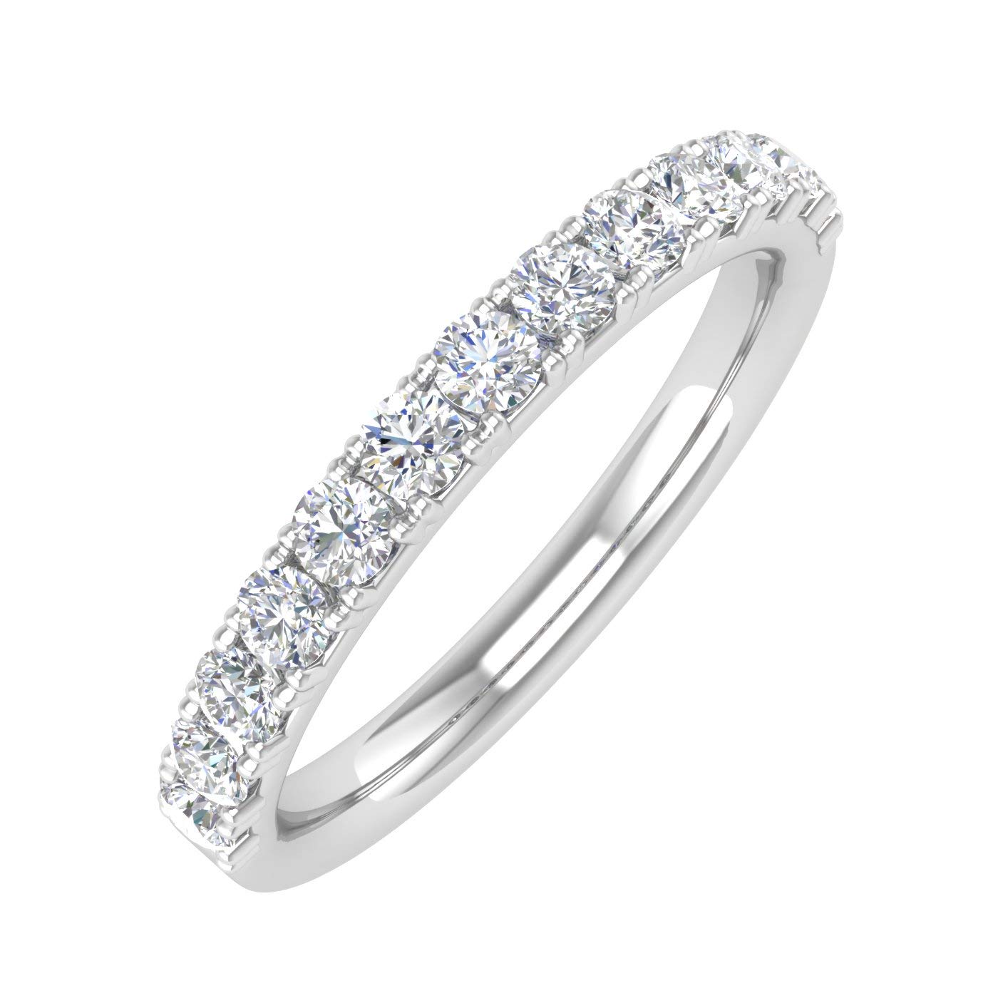 1/2 Carat Round Diamond Wedding Band Ring in 14K White Gold (Ring Size 9.25)