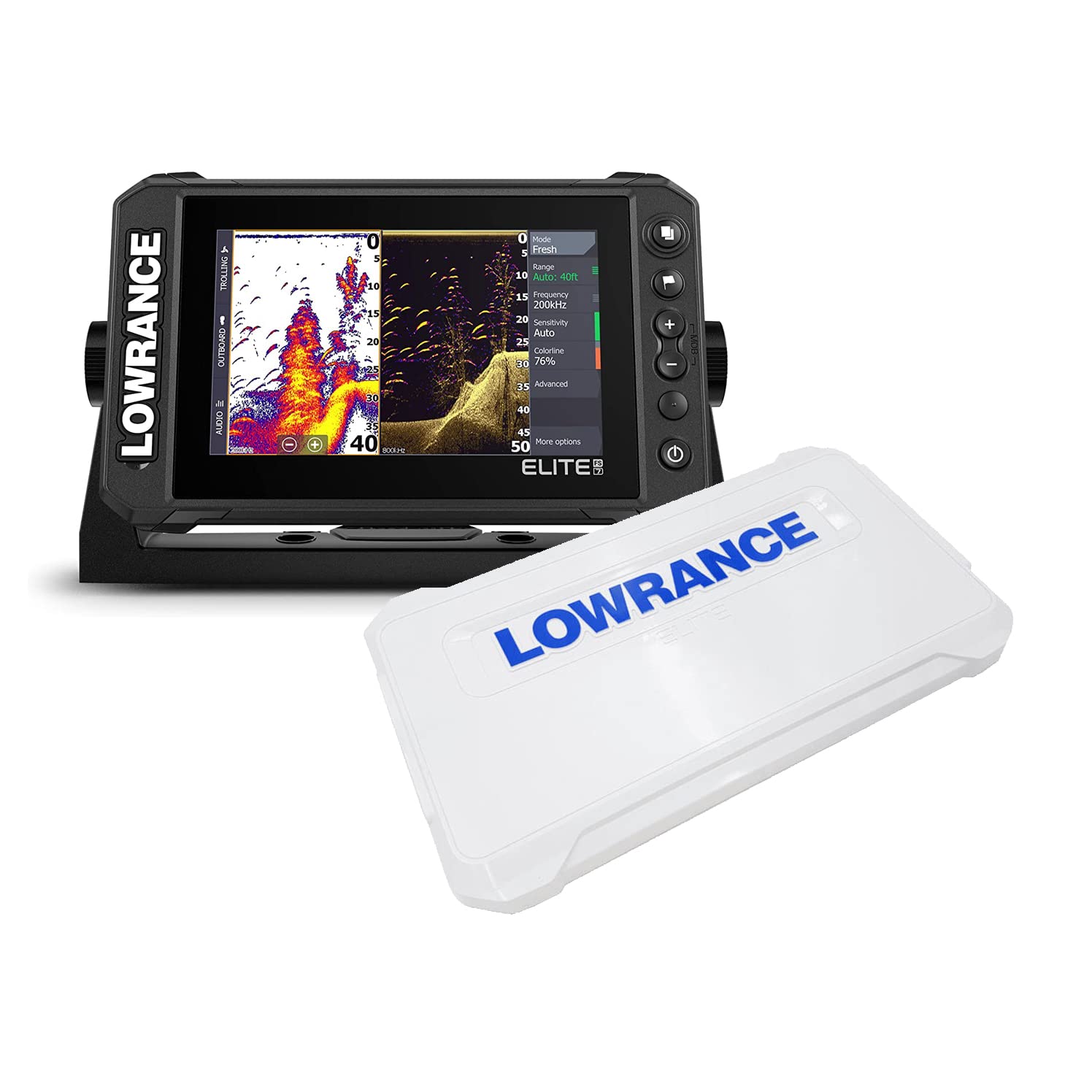 GPS City Lowrance Elite FS 7 Fish Finder with Active Imaging 3-in-1 Transducer, Preloaded C-MAP Contour+ Charts & Protective Cover Bundle (000-15688-001)