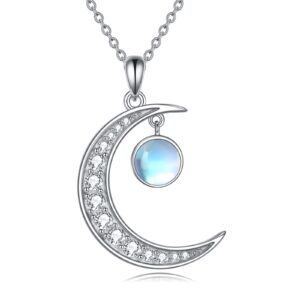 yafeini crescent moon necklace gifts for women sterling silver moonstone crescent moon pendant necklace jewelry gifts for women teen girls