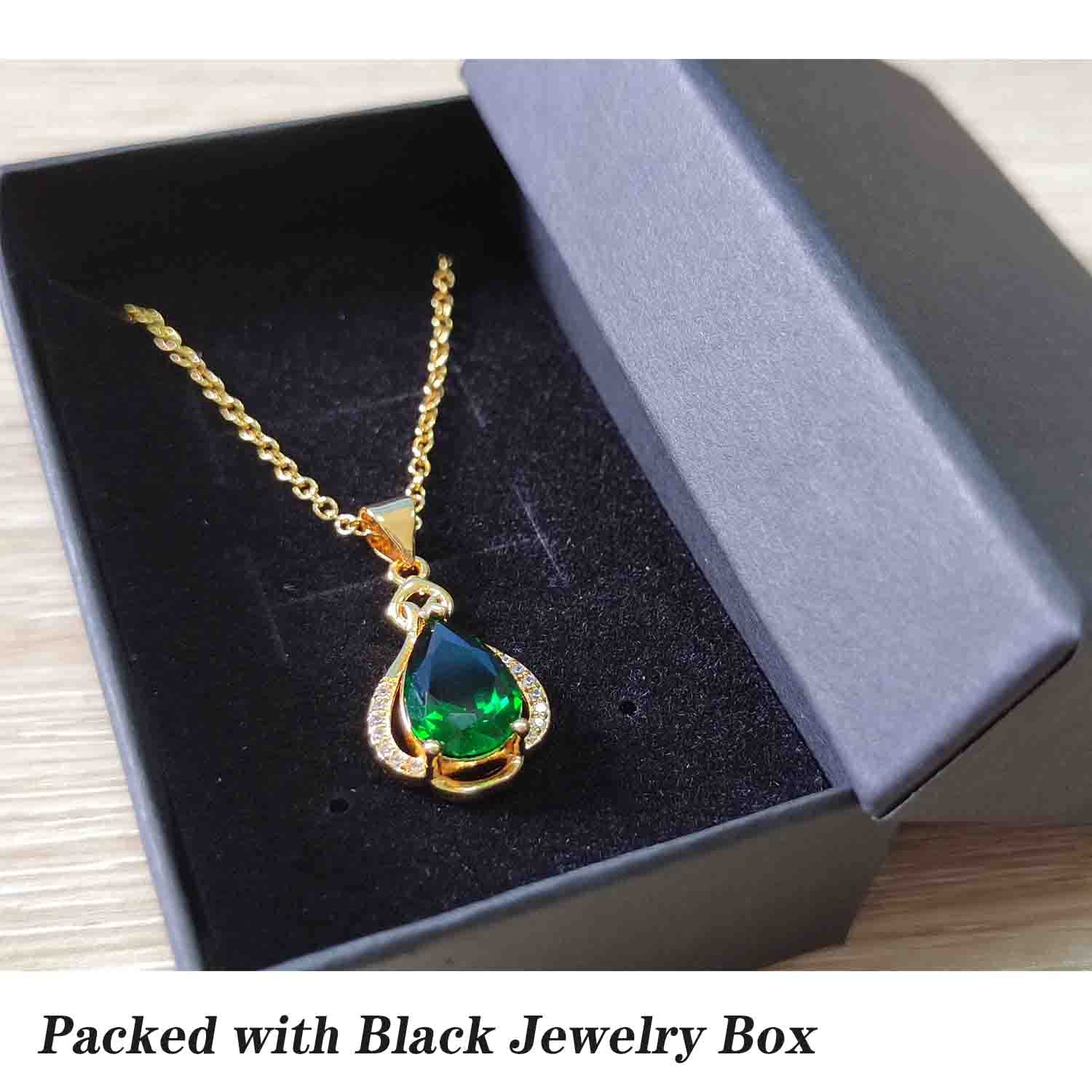 CXUEMH Emerald Necklace Y-shaped Necklace Gold Plated Copper Pear-Shaped Teardrop Necklace Heart Necklace Diamond Pendant Necklace with Rhinestone Inlaid Jewelry for Mom (Green C)