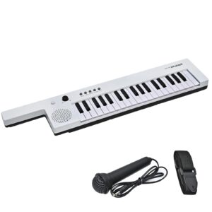 kids electric piano keyboard 37 keys keytar, musical instrument, mini electronic pianos toy gift for children beginners (white)