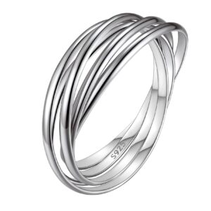 chainspromax silver rolling ring size 8 interlocked anxiety ring cute stackable knuckle rings for women sterling silver